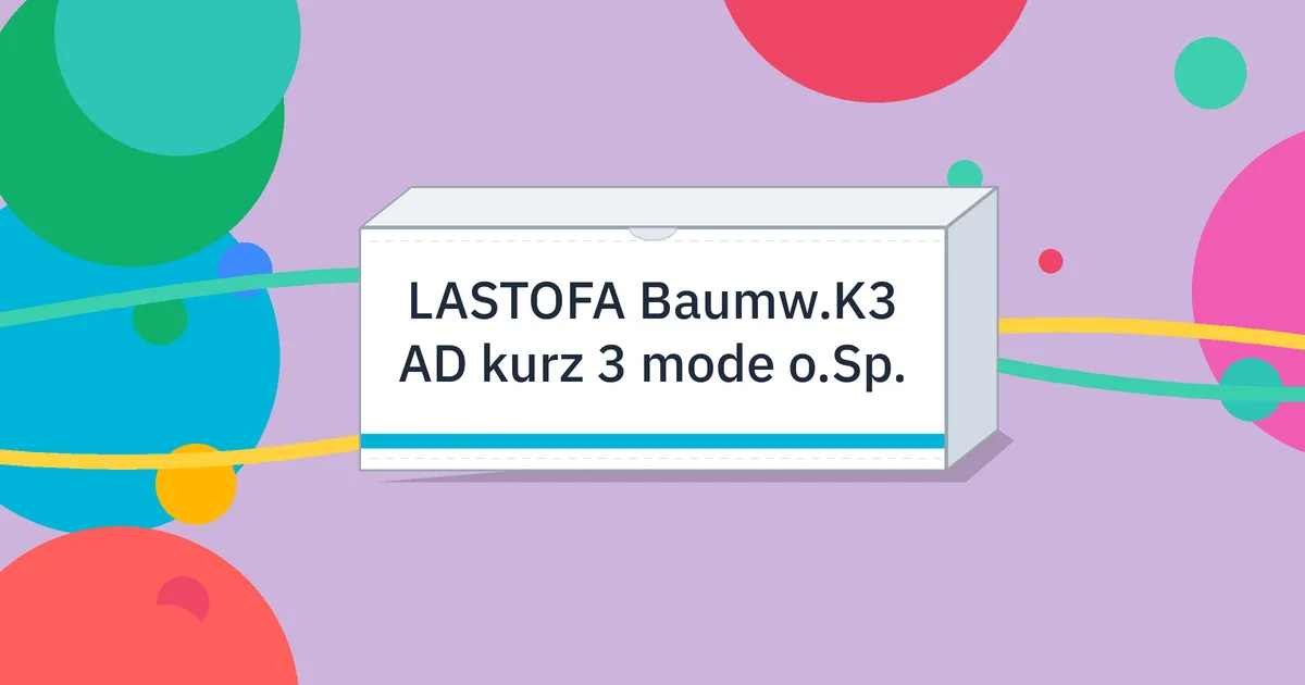 Symbolbild: Packung mit der Aufschrift LASTOFA Baumw.K3 AD kurz 3 mode o.Sp. (PZN 01953794) – Verfügbarkeit und Bezug in Apotheken in Frankfurt am Main