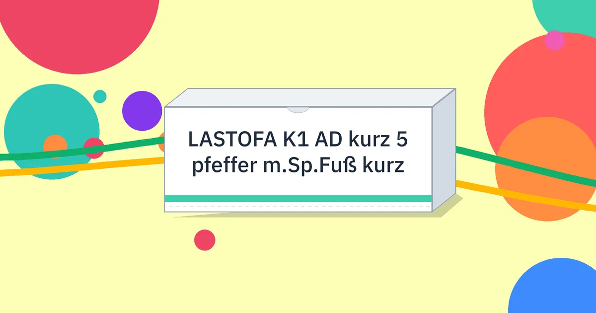 Symbolbild: Packung mit der Aufschrift LASTOFA K1 AD kurz 5 pfeffer m.Sp.Fuß kurz (PZN 13787970) – Verfügbarkeit und Bezug in Apotheken in Frankfurt am Main