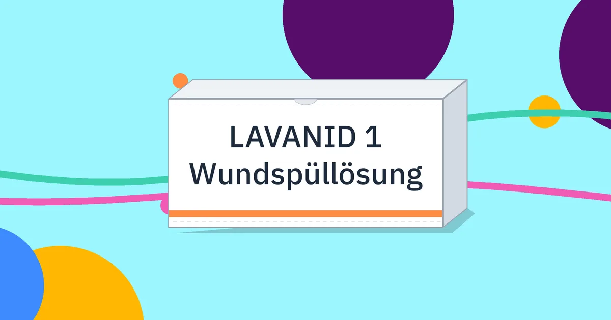 Symbolbild: Packung mit der Aufschrift LAVANID 1 Wundspüllösung (PZN 18669643) – Verfügbarkeit und Bezug in Apotheken in Frankfurt am Main