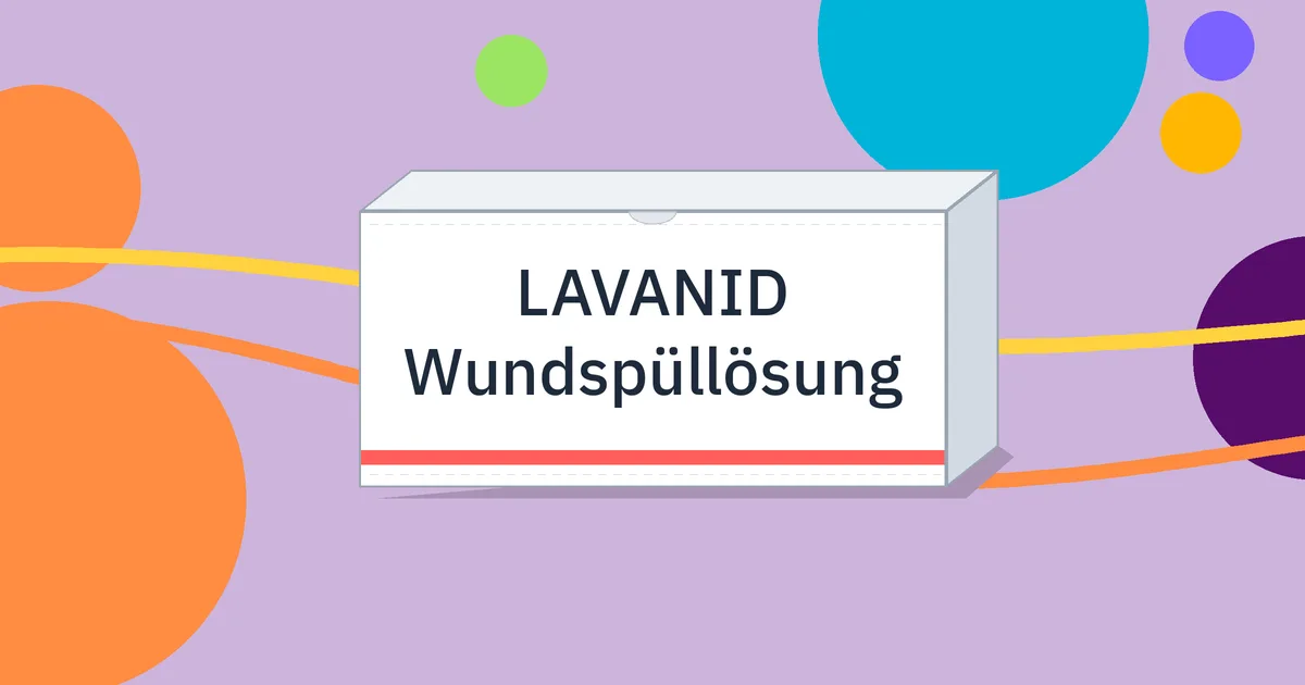 Symbolbild: Packung mit der Aufschrift LAVANID Wundspüllösung (PZN 18660642) – Verfügbarkeit und Bezug in Apotheken in Frankfurt am Main