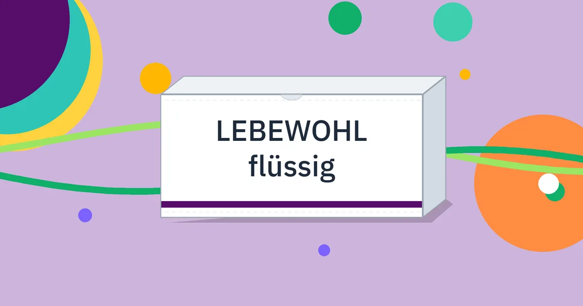 Symbolbild: Packung mit der Aufschrift LEBEWOHL flüssig (PZN 02578507) – Verfügbarkeit und Bezug in Apotheken in Frankfurt am Main