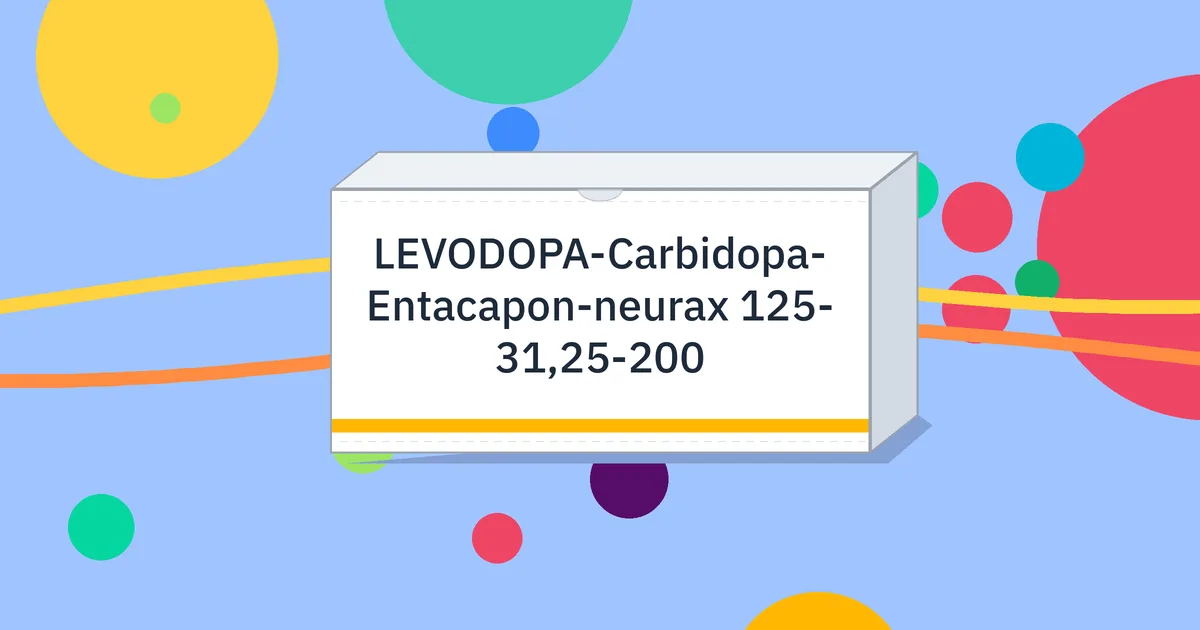 Symbolbild: Packung mit der Aufschrift LEVODOPA-Carbidopa-Entacapon-neurax 125-31,25-200 (PZN 10303204) – Verfügbarkeit und Bezug in Apotheken in Frankfurt am Main