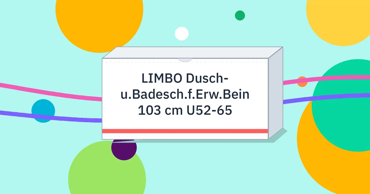 Symbolbild: Packung mit der Aufschrift LIMBO Dusch-u.Badesch.f.Erw.Bein 103 cm U52-65 (PZN 13234030) – Verfügbarkeit und Bezug in Apotheken in Frankfurt am Main