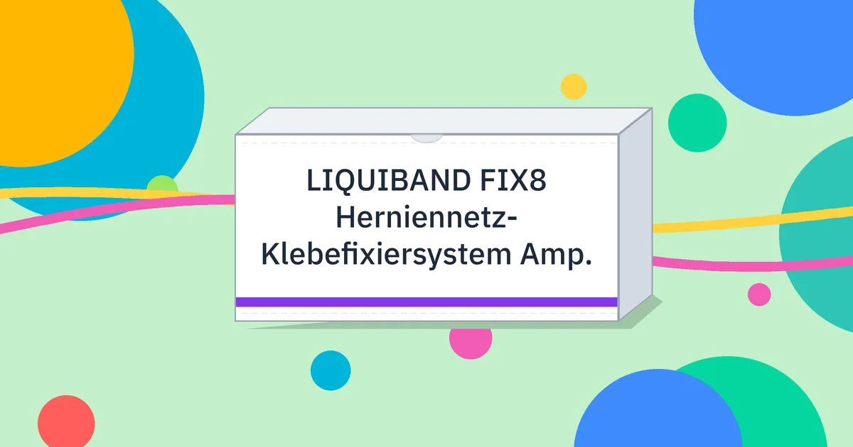 Symbolbild: Packung mit der Aufschrift LIQUIBAND FIX8 Herniennetz-Klebefixiersystem Amp. (PZN 12409510) – Verfügbarkeit und Bezug in Apotheken in Frankfurt am Main