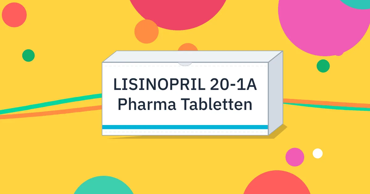 Symbolbild: Packung mit der Aufschrift LISINOPRIL 20-1A Pharma Tabletten (PZN 03061947) – Verfügbarkeit und Bezug in Apotheken in Frankfurt am Main