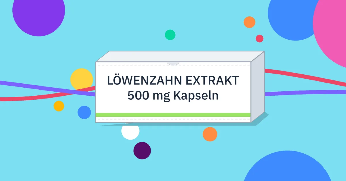 Symbolbild: Packung mit der Aufschrift LÖWENZAHN EXTRAKT 500 mg Kapseln (PZN 17277272) – Verfügbarkeit und Bezug in Apotheken in Frankfurt am Main