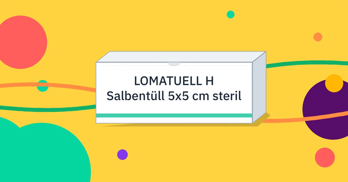 Symbolbild: Packung mit der Aufschrift LOMATUELL H Salbentüll 5x5 cm steril (PZN 17639692) – Verfügbarkeit und Bezug in Apotheken in Frankfurt am Main