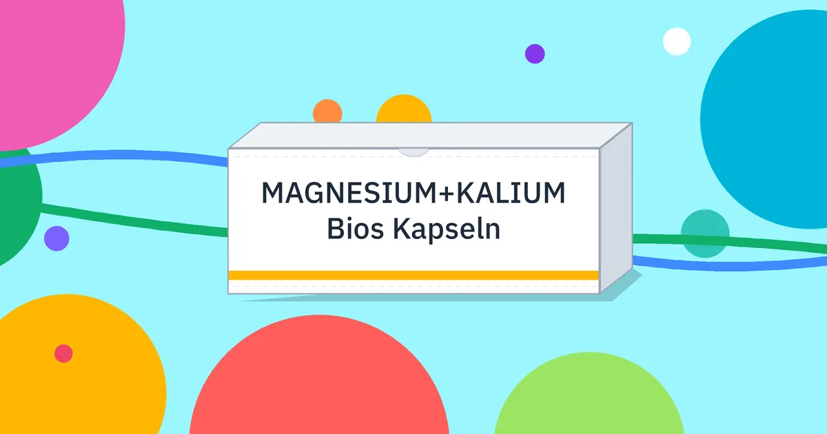 Symbolbild: Packung mit der Aufschrift MAGNESIUM+KALIUM Bios Kapseln (PZN 05996085) – Verfügbarkeit und Bezug in Apotheken in Frankfurt am Main