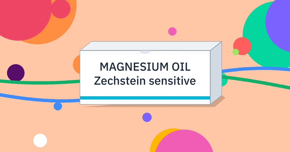Symbolbild: Packung mit der Aufschrift MAGNESIUM OIL Zechstein sensitive (PZN 08914225) – Verfügbarkeit und Bezug in Apotheken in Frankfurt am Main