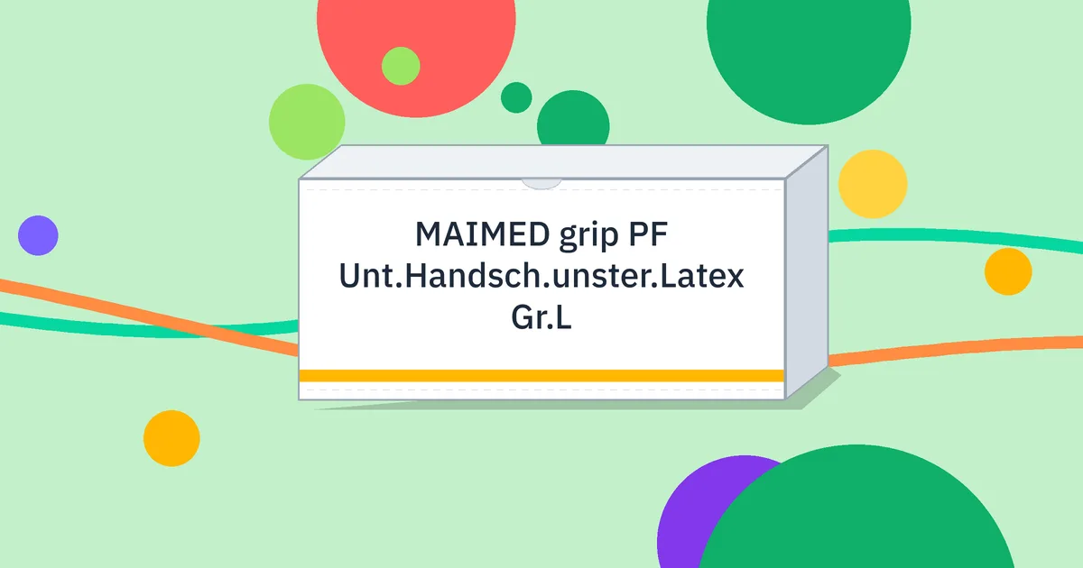 Symbolbild: Packung mit der Aufschrift MAIMED grip PF Unt.Handsch.unster.Latex Gr.L (PZN 03307414) – Verfügbarkeit und Bezug in Apotheken in Frankfurt am Main