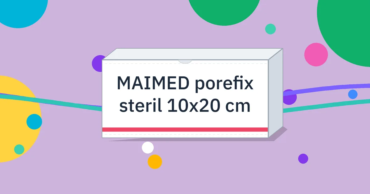 Symbolbild: Packung mit der Aufschrift MAIMED porefix steril 10x20 cm (PZN 07795681) – Verfügbarkeit und Bezug in Apotheken in Frankfurt am Main