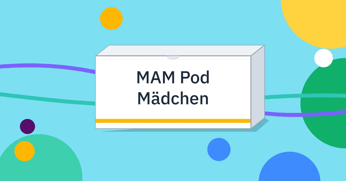 Symbolbild: Packung mit der Aufschrift MAM Pod Mädchen (PZN 12669731) – Verfügbarkeit und Bezug in Apotheken in Frankfurt am Main