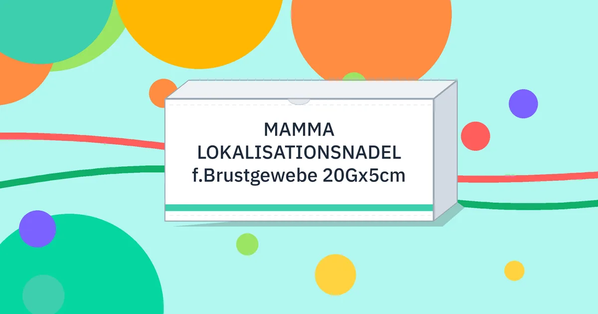 Symbolbild: Packung mit der Aufschrift MAMMA LOKALISATIONSNADEL f.Brustgewebe 20Gx5cm (PZN 00285215) – Verfügbarkeit und Bezug in Apotheken in Frankfurt am Main