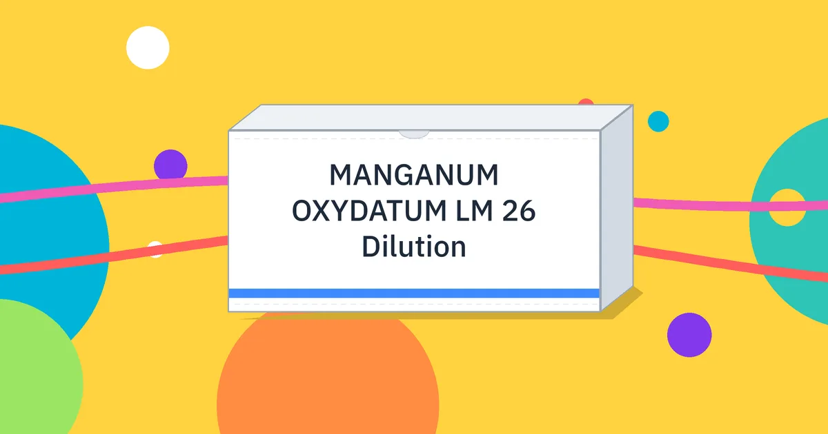 Symbolbild: Packung mit der Aufschrift MANGANUM OXYDATUM LM 26 Dilution (PZN 12944806) – Verfügbarkeit und Bezug in Apotheken in Frankfurt am Main