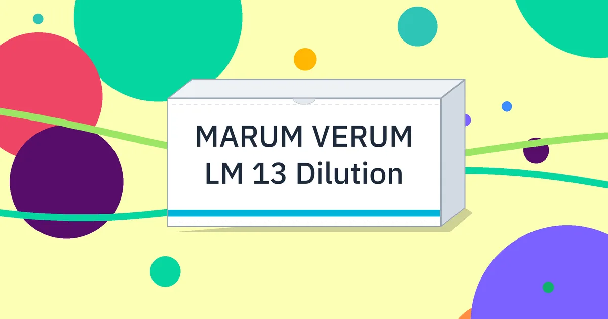 Symbolbild: Packung mit der Aufschrift MARUM VERUM LM 13 Dilution (PZN 12946509) – Verfügbarkeit und Bezug in Apotheken in Frankfurt am Main