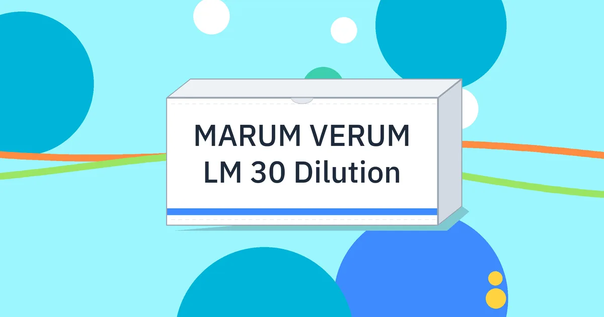 Symbolbild: Packung mit der Aufschrift MARUM VERUM LM 30 Dilution (PZN 12946739) – Verfügbarkeit und Bezug in Apotheken in Frankfurt am Main