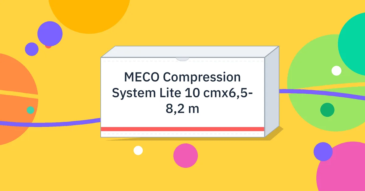 Symbolbild: Packung mit der Aufschrift MECO Compression System Lite 10 cmx6,5-8,2 m (PZN 20130087) – Verfügbarkeit und Bezug in Apotheken in Frankfurt am Main