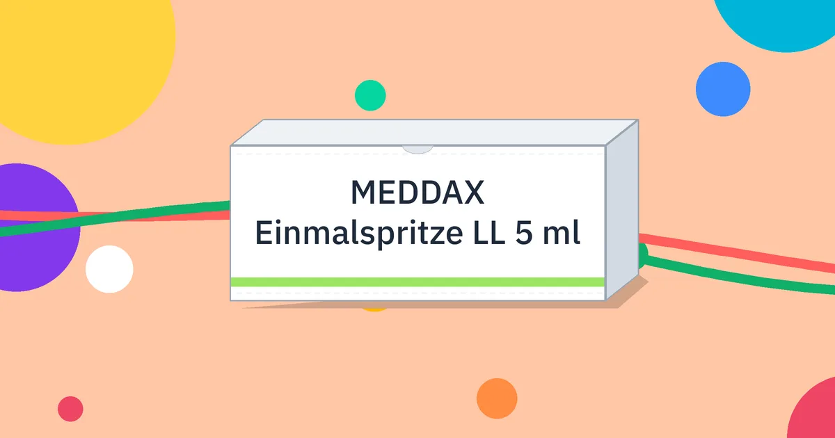 Symbolbild: Packung mit der Aufschrift MEDDAX Einmalspritze LL 5 ml (PZN 18163748) – Verfügbarkeit und Bezug in Apotheken in Frankfurt am Main