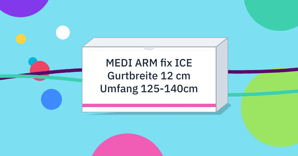 Symbolbild: Packung mit der Aufschrift MEDI ARM fix ICE Gurtbreite 12 cm Umfang 125-140cm (PZN 19080763) – Verfügbarkeit und Bezug in Apotheken in Frankfurt am Main