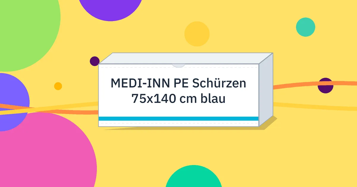 Symbolbild: Packung mit der Aufschrift MEDI-INN PE Schürzen 75x140 cm blau (PZN 10304014) – Verfügbarkeit und Bezug in Apotheken in Frankfurt am Main