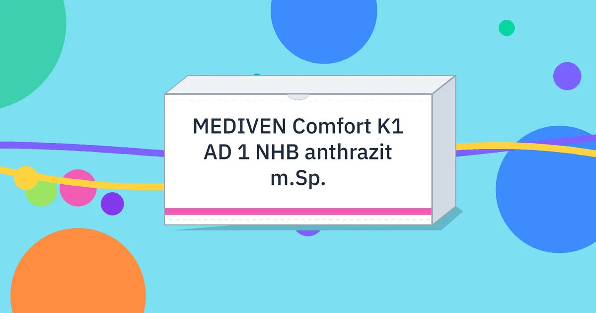 Symbolbild: Packung mit der Aufschrift MEDIVEN Comfort K1 AD 1 NHB anthrazit m.Sp. (PZN 14559923) – Verfügbarkeit und Bezug in Apotheken in Frankfurt am Main