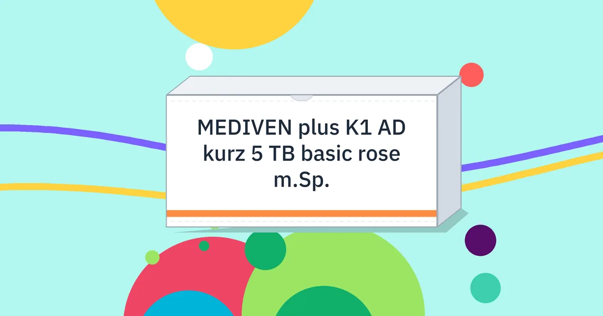 Symbolbild: Packung mit der Aufschrift MEDIVEN plus K1 AD kurz 5 TB basic rose m.Sp. (PZN 15045540) – Verfügbarkeit und Bezug in Apotheken in Frankfurt am Main