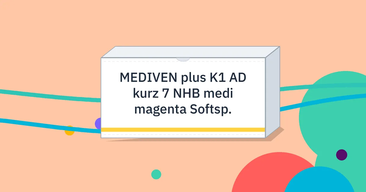 Symbolbild: Packung mit der Aufschrift MEDIVEN plus K1 AD kurz 7 NHB medi magenta Softsp. (PZN 15898231) – Verfügbarkeit und Bezug in Apotheken in Frankfurt am Main