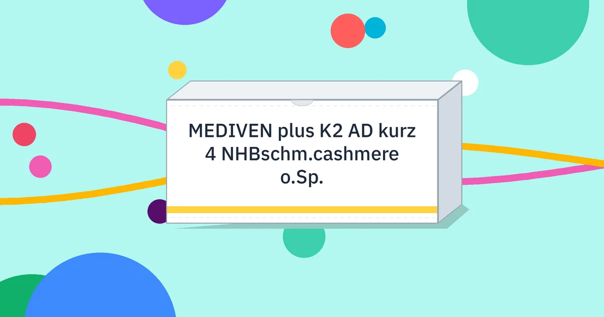 Symbolbild: Packung mit der Aufschrift MEDIVEN plus K2 AD kurz 4 NHBschm.cashmere o.Sp. (PZN 15926223) – Verfügbarkeit und Bezug in Apotheken in Frankfurt am Main