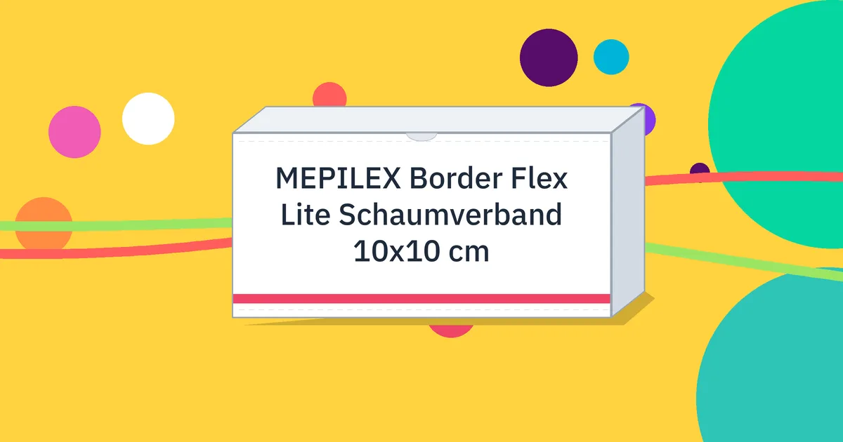 Symbolbild: Packung mit der Aufschrift MEPILEX Border Flex Lite Schaumverband 10x10 cm (PZN 19146172) – Verfügbarkeit und Bezug in Apotheken in Frankfurt am Main