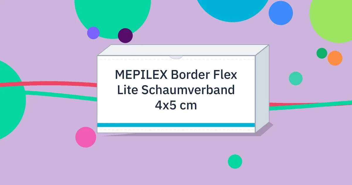 Symbolbild: Packung mit der Aufschrift MEPILEX Border Flex Lite Schaumverband 4x5 cm (PZN 18110462) – Verfügbarkeit und Bezug in Apotheken in Frankfurt am Main