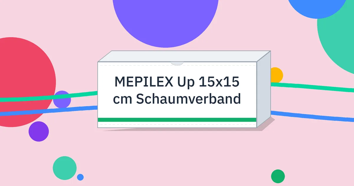 Symbolbild: Packung mit der Aufschrift MEPILEX Up 15x15 cm Schaumverband (PZN 20124690) – Verfügbarkeit und Bezug in Apotheken in Frankfurt am Main