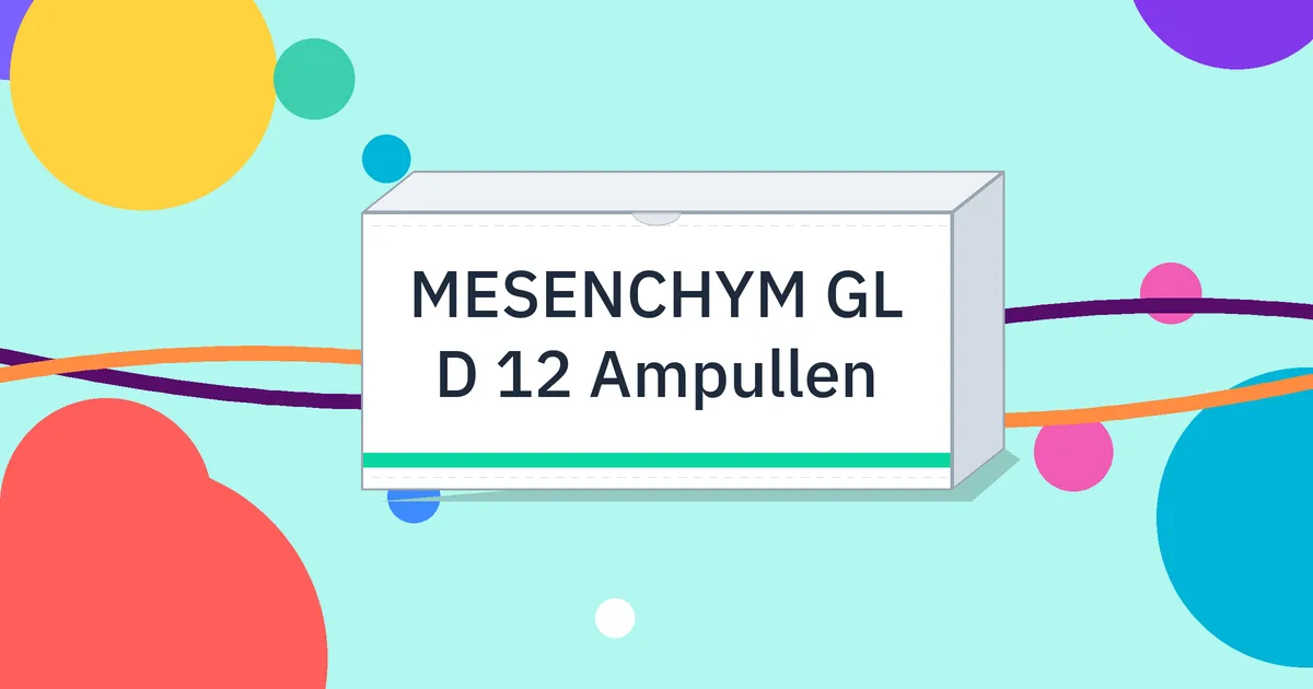 Symbolbild: Packung mit der Aufschrift MESENCHYM GL D 12 Ampullen (PZN 02830987) – Verfügbarkeit und Bezug in Apotheken in Frankfurt am Main