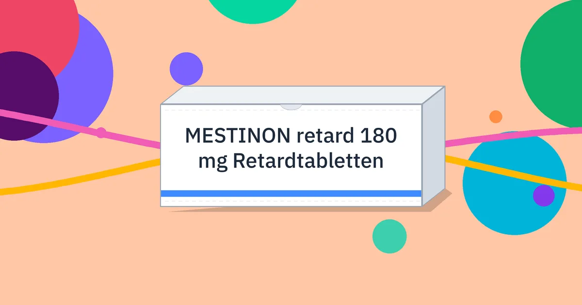 Symbolbild: Packung mit der Aufschrift MESTINON retard 180 mg Retardtabletten (PZN 10410986) – Verfügbarkeit und Bezug in Apotheken in Frankfurt am Main