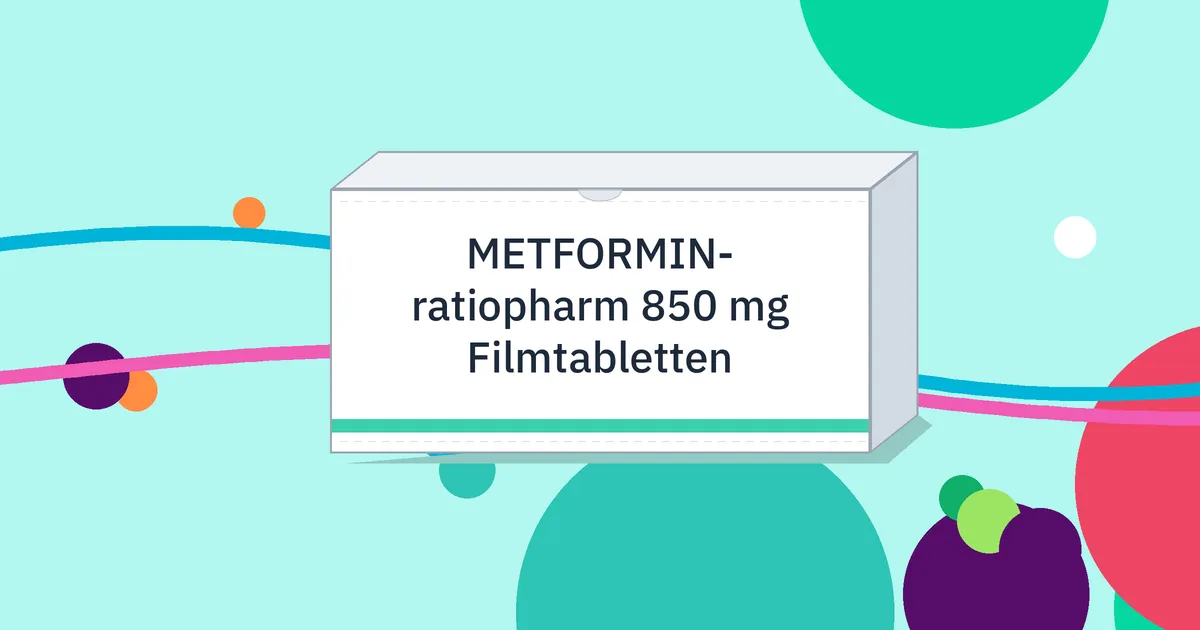 Symbolbild: Packung mit der Aufschrift METFORMIN-ratiopharm 850 mg Filmtabletten (PZN 08703907) – Verfügbarkeit und Bezug in Apotheken in Frankfurt am Main