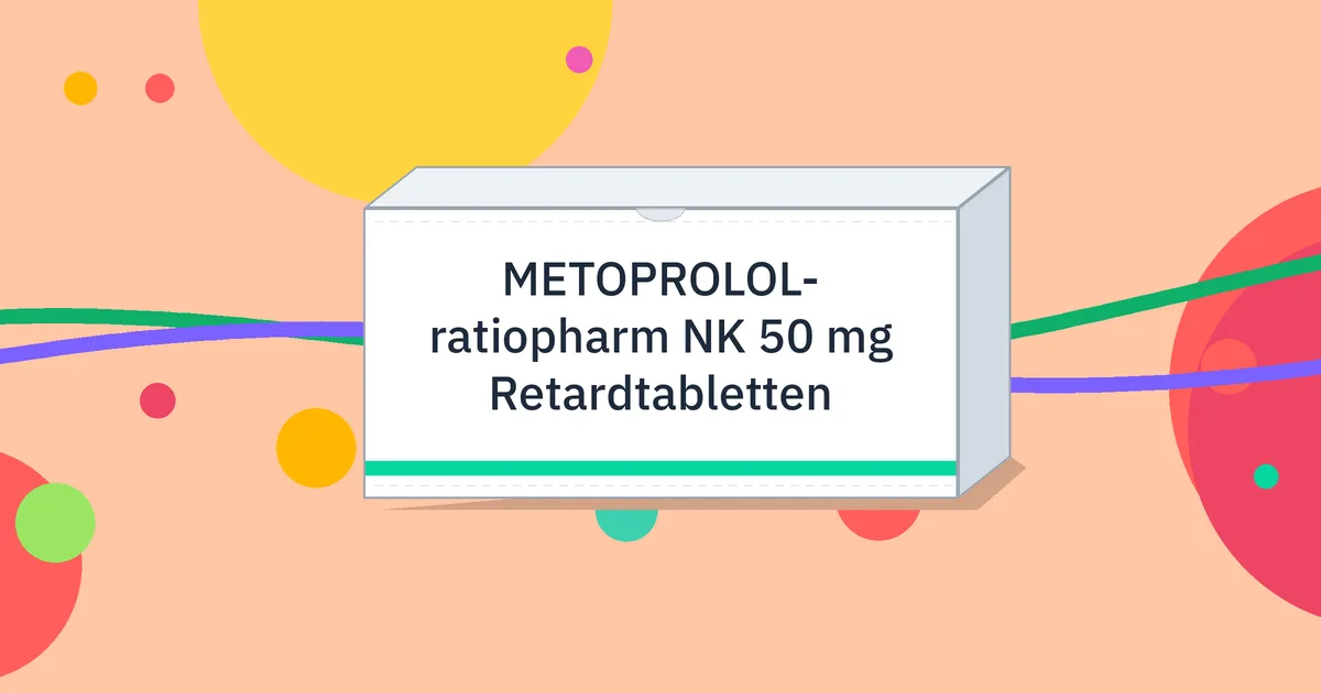 Symbolbild: Packung mit der Aufschrift METOPROLOL-ratiopharm NK 50 mg Retardtabletten (PZN 00997565) – Verfügbarkeit und Bezug in Apotheken in Frankfurt am Main