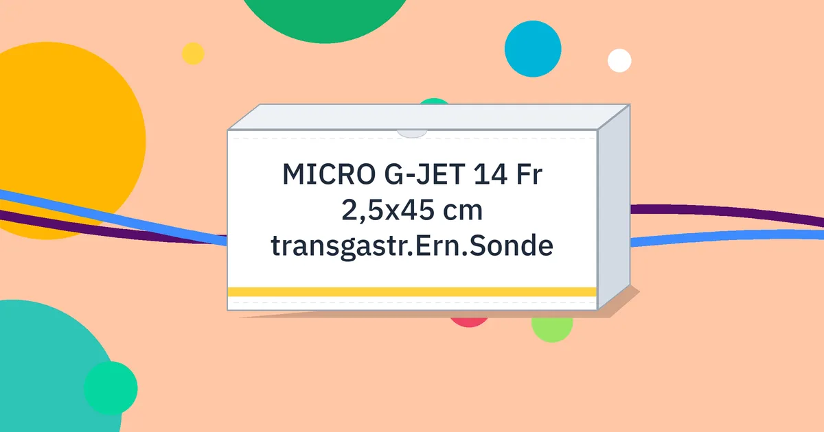 Symbolbild: Packung mit der Aufschrift MICRO G-JET 14 Fr 2,5x45 cm transgastr.Ern.Sonde (PZN 17818584) – Verfügbarkeit und Bezug in Apotheken in Frankfurt am Main