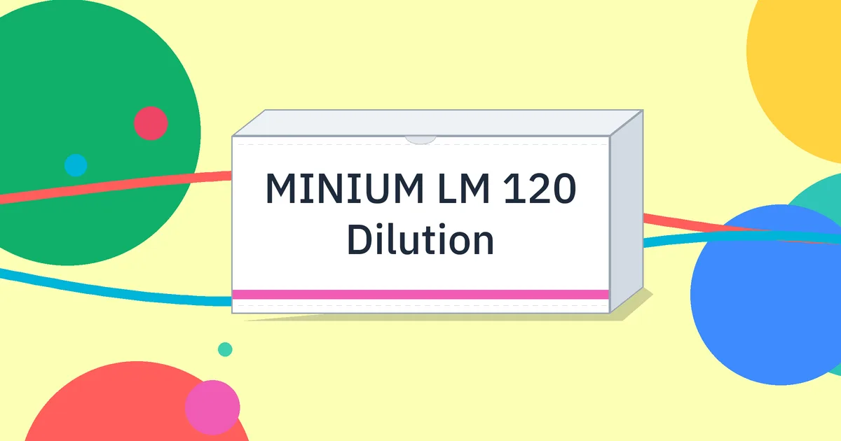 Symbolbild: Packung mit der Aufschrift MINIUM LM 120 Dilution (PZN 13609197) – Verfügbarkeit und Bezug in Apotheken in Frankfurt am Main