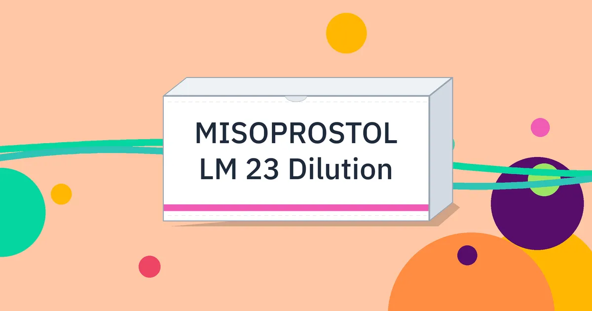Symbolbild: Packung mit der Aufschrift MISOPROSTOL LM 23 Dilution (PZN 12956778) – Verfügbarkeit und Bezug in Apotheken in Frankfurt am Main
