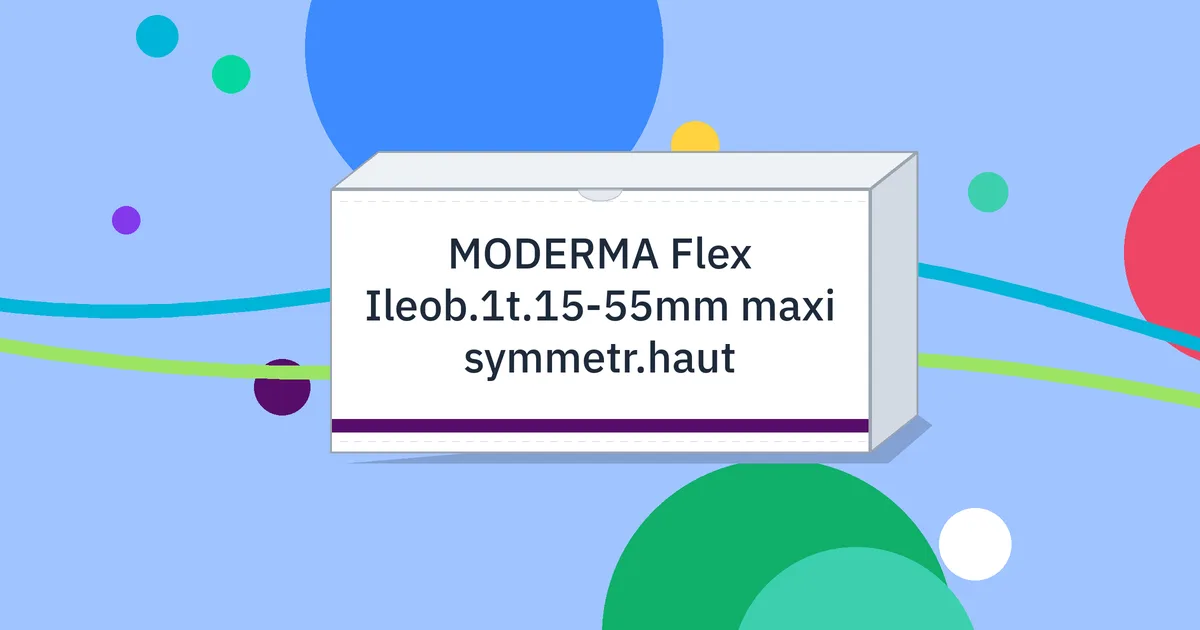 Symbolbild: Packung mit der Aufschrift MODERMA Flex Ileob.1t.15-55mm maxi symmetr.haut (PZN 00437062) – Verfügbarkeit und Bezug in Apotheken in Frankfurt am Main