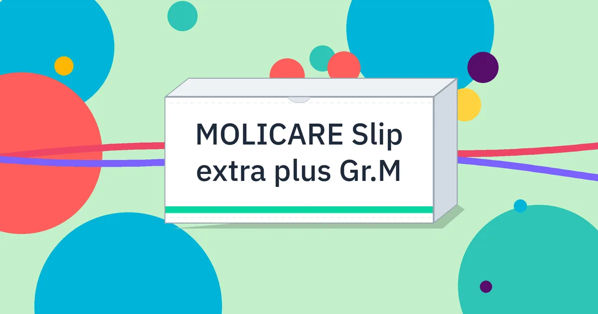 Symbolbild: Packung mit der Aufschrift MOLICARE Slip extra plus Gr.M (PZN 11351754) – Verfügbarkeit und Bezug in Apotheken in Frankfurt am Main