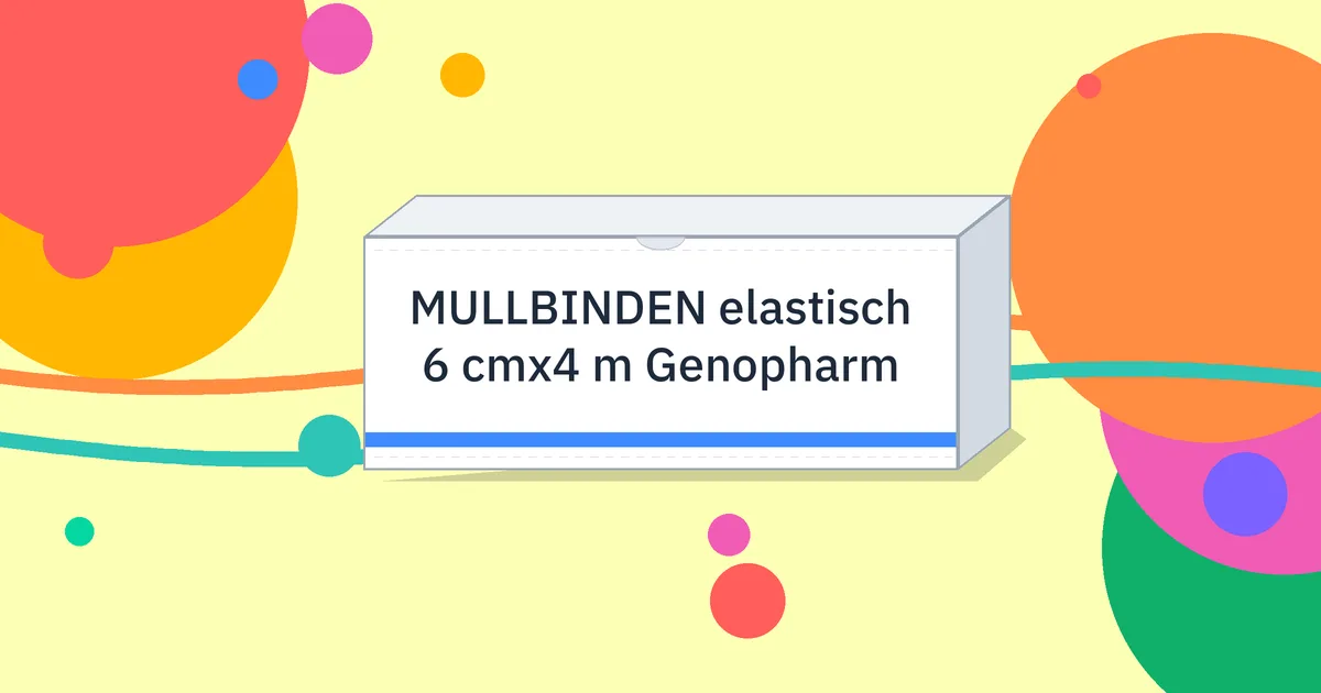 Symbolbild: Packung mit der Aufschrift MULLBINDEN elastisch 6 cmx4 m Genopharm (PZN 08672762) – Verfügbarkeit und Bezug in Apotheken in Frankfurt am Main