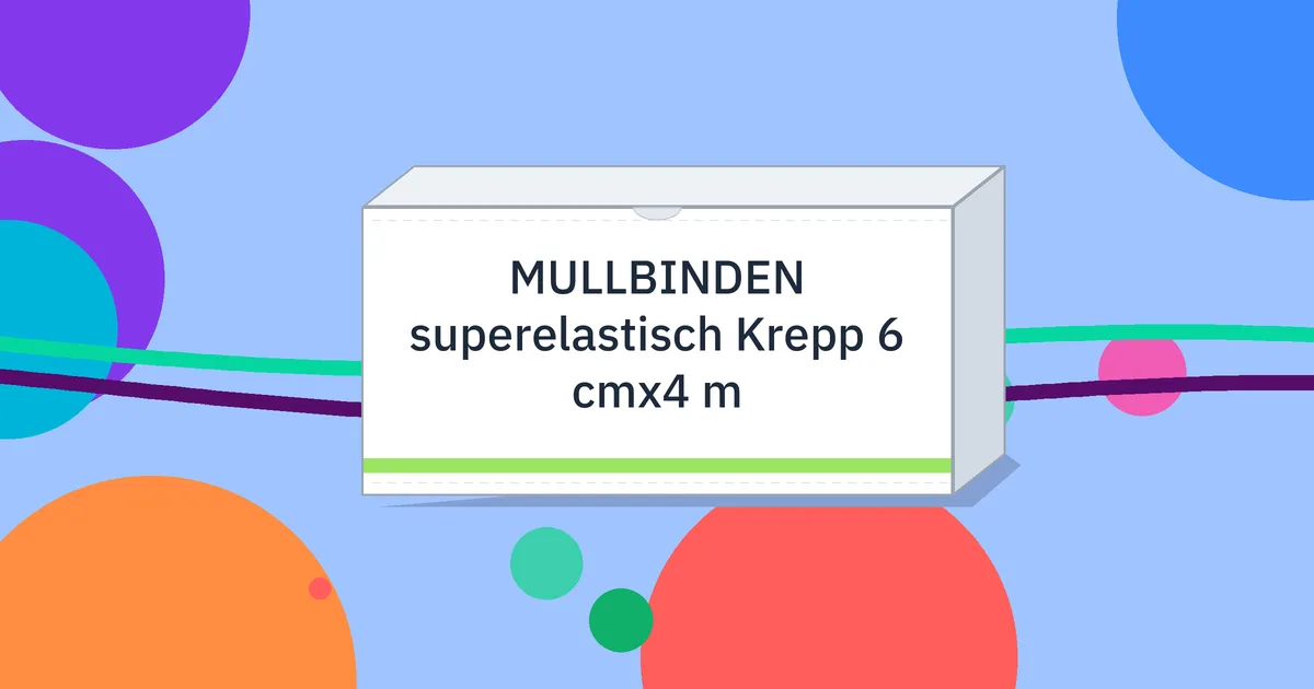Symbolbild: Packung mit der Aufschrift MULLBINDEN superelastisch Krepp 6 cmx4 m (PZN 01653678) – Verfügbarkeit und Bezug in Apotheken in Frankfurt am Main