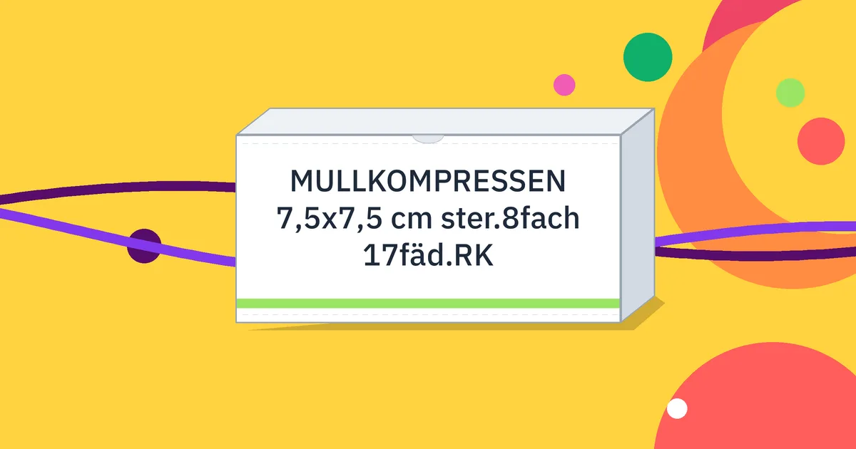 Symbolbild: Packung mit der Aufschrift MULLKOMPRESSEN 7,5x7,5 cm ster.8fach 17fäd.RK (PZN 06929375) – Verfügbarkeit und Bezug in Apotheken in Frankfurt am Main