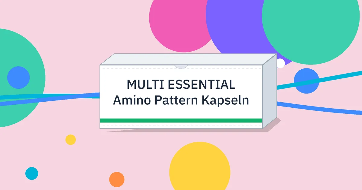 Symbolbild: Packung mit der Aufschrift MULTI ESSENTIAL Amino Pattern Kapseln (PZN 16153119) – Verfügbarkeit und Bezug in Apotheken in Frankfurt am Main