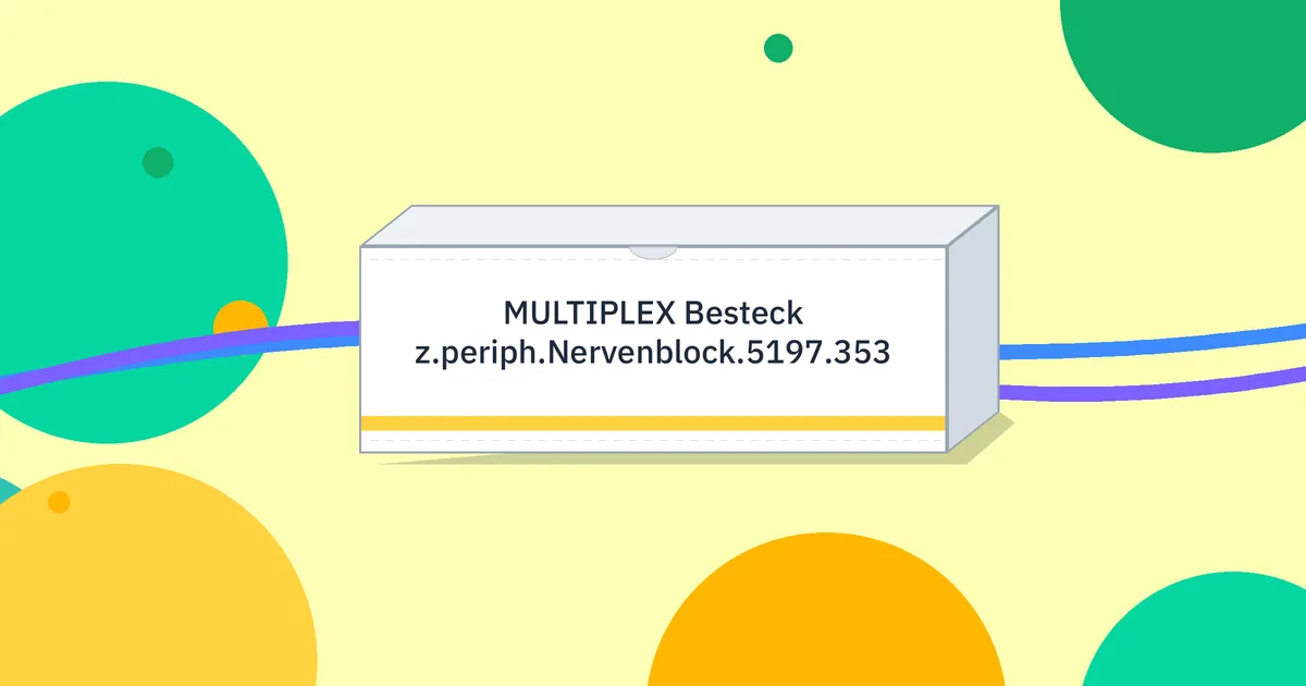 Symbolbild: Packung mit der Aufschrift MULTIPLEX Besteck z.periph.Nervenblock.5197.353 (PZN 04481723) – Verfügbarkeit und Bezug in Apotheken in Frankfurt am Main