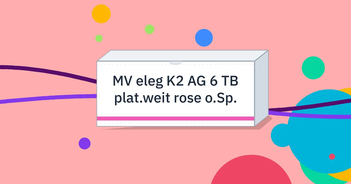 Symbolbild: Packung mit der Aufschrift MV eleg K2 AG 6 TB plat.weit rose o.Sp. (PZN 14698932) – Verfügbarkeit und Bezug in Apotheken in Frankfurt am Main