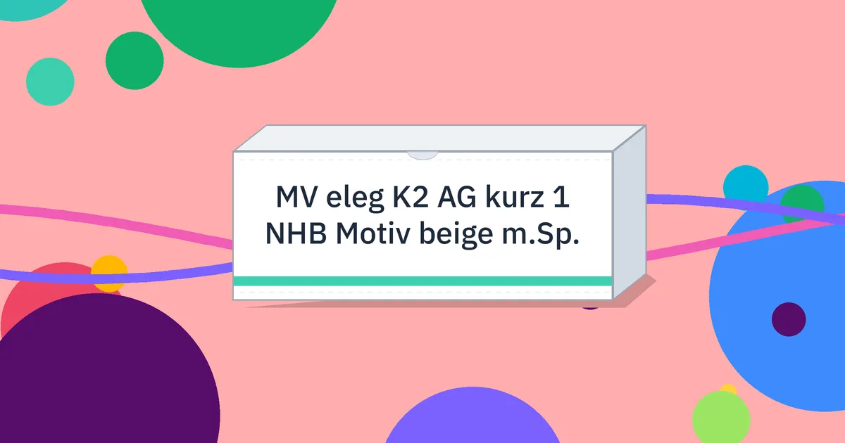 Symbolbild: Packung mit der Aufschrift MV eleg K2 AG kurz 1 NHB Motiv beige m.Sp. (PZN 15708443) – Verfügbarkeit und Bezug in Apotheken in Frankfurt am Main