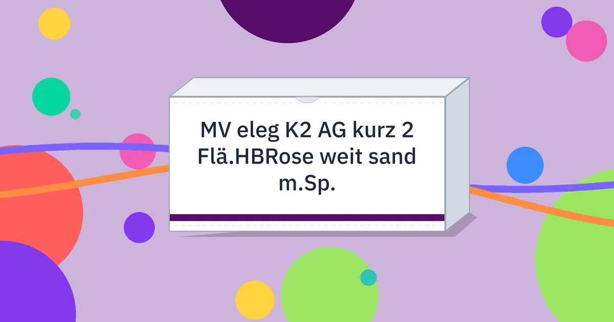Symbolbild: Packung mit der Aufschrift MV eleg K2 AG kurz 2 Flä.HBRose weit sand m.Sp. (PZN 18926264) – Verfügbarkeit und Bezug in Apotheken in Frankfurt am Main