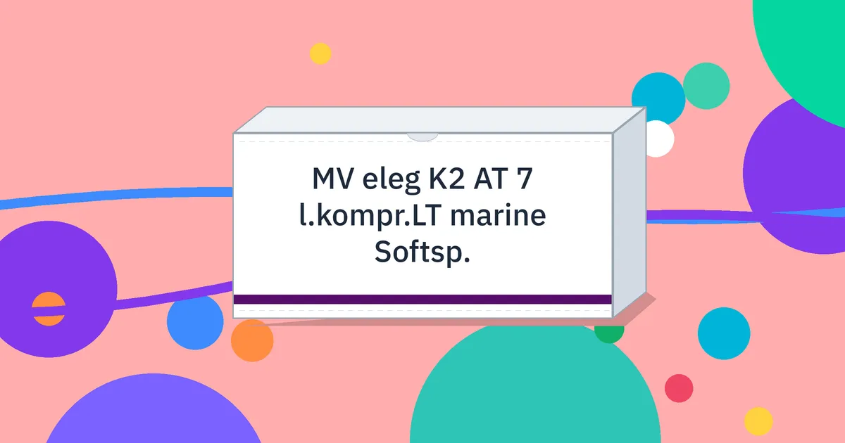 Symbolbild: Packung mit der Aufschrift MV eleg K2 AT 7 l.kompr.LT marine Softsp. (PZN 15286114) – Verfügbarkeit und Bezug in Apotheken in Frankfurt am Main