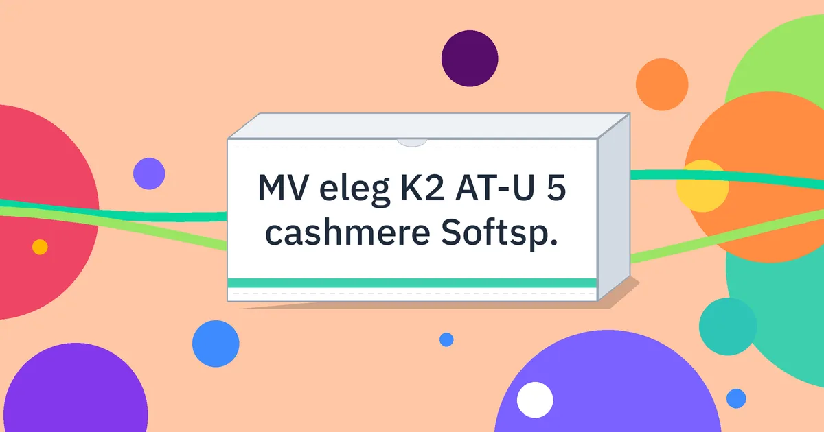 Symbolbild: Packung mit der Aufschrift MV eleg K2 AT-U 5 cashmere Softsp. (PZN 15288805) – Verfügbarkeit und Bezug in Apotheken in Frankfurt am Main